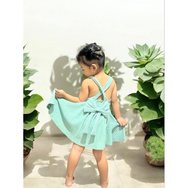 BIG RIBBON BACK DRESS FOR KIDS (3-6YRS) | Shopee Philippines