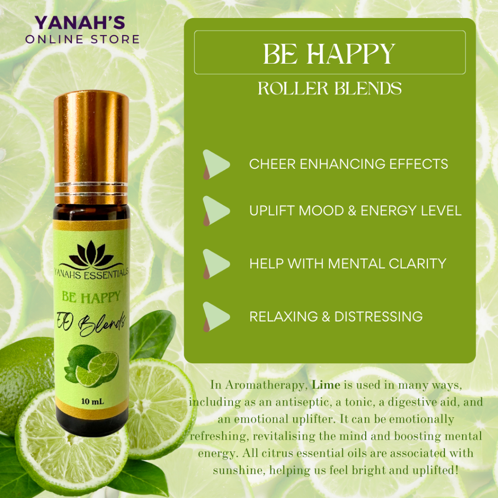 BE HAPPY Essential Oil Roller Blends 10ml to Uplift Mood and Energy ...