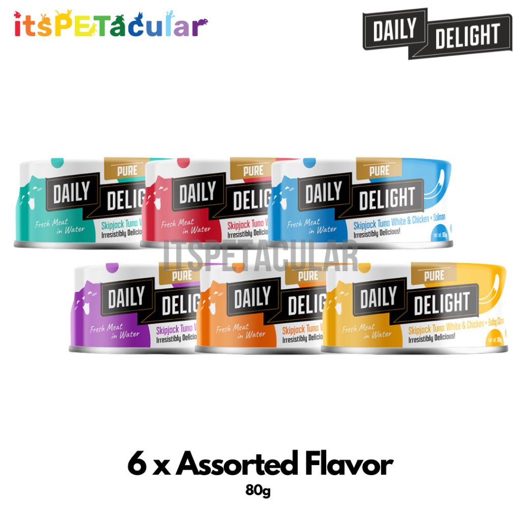 6 CANS Daily Delight PURE Wet Cat Food 80g (Assorted) | Shopee Philippines