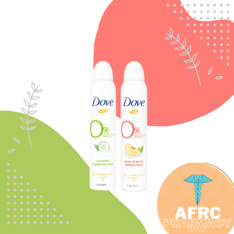 Dove Zero 0% Aluminum Deodorant Spray Cucumber & Green Tea and Peach ...