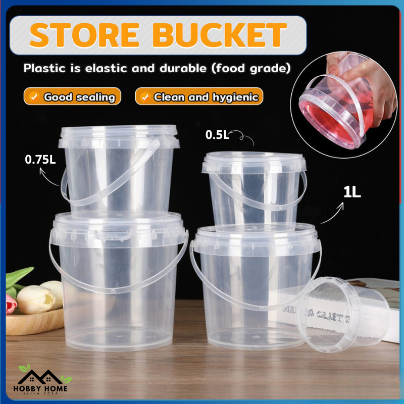 500ml/750ml/1000ml/1500ml/2000ml Multipurpose Clear Plastic Bucket With ...