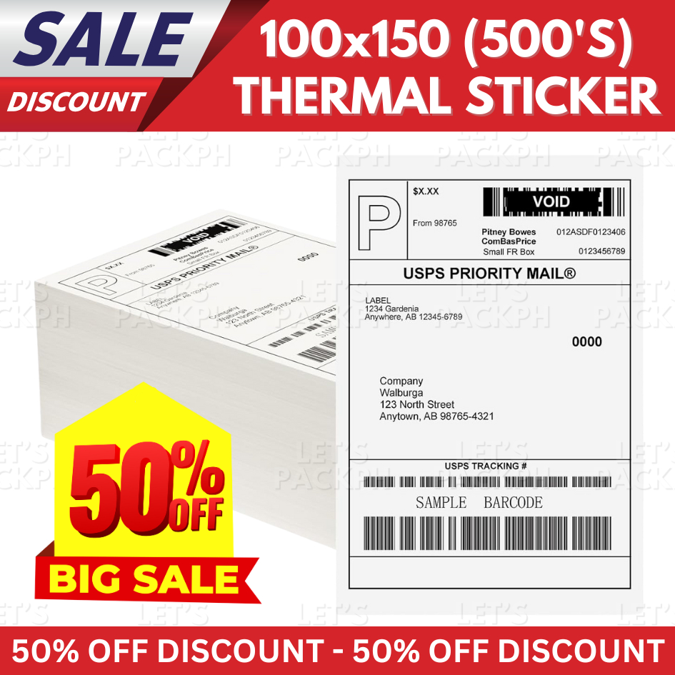 Waybill Sticker FOLD TRIPLE PROOF A6 500pcs 100x150mm Thermal Barcode ...