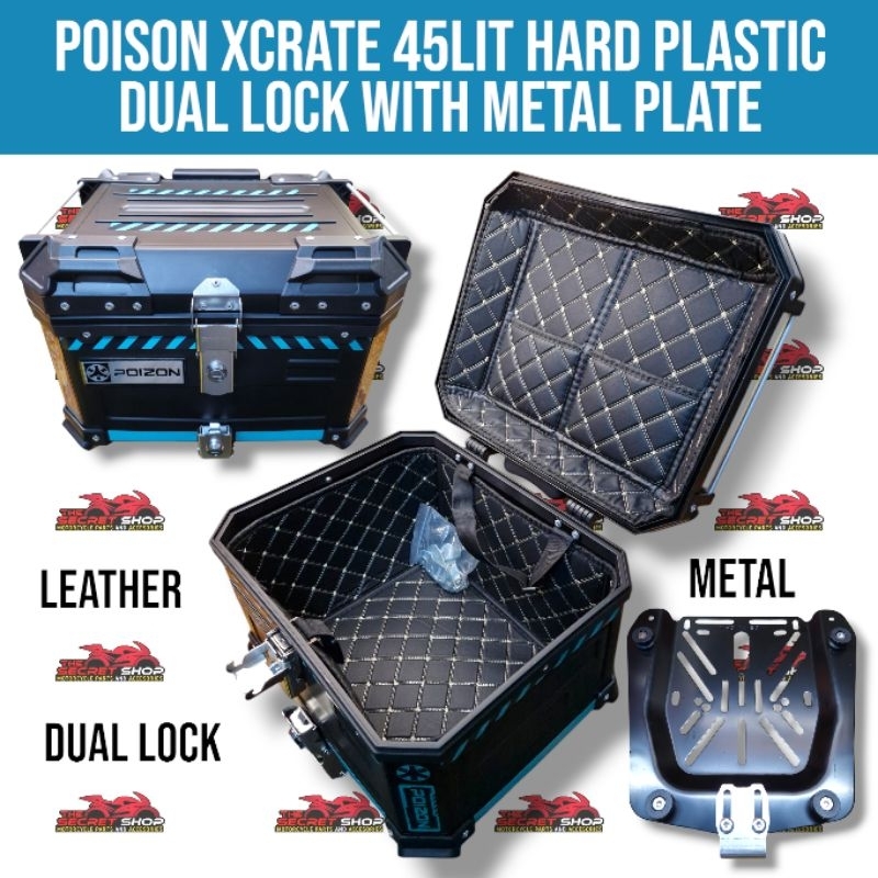 POISON XCRATE 45LIT HARD PLASTIC DUAL LOCK WITH METAL PLATE | Shopee ...