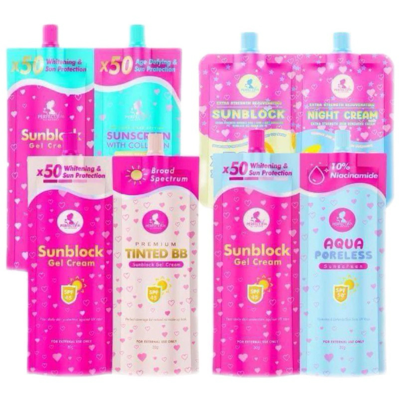 10 pcs perfect skin twinpack bb tinted sunblock,aqua poreless,day and ...