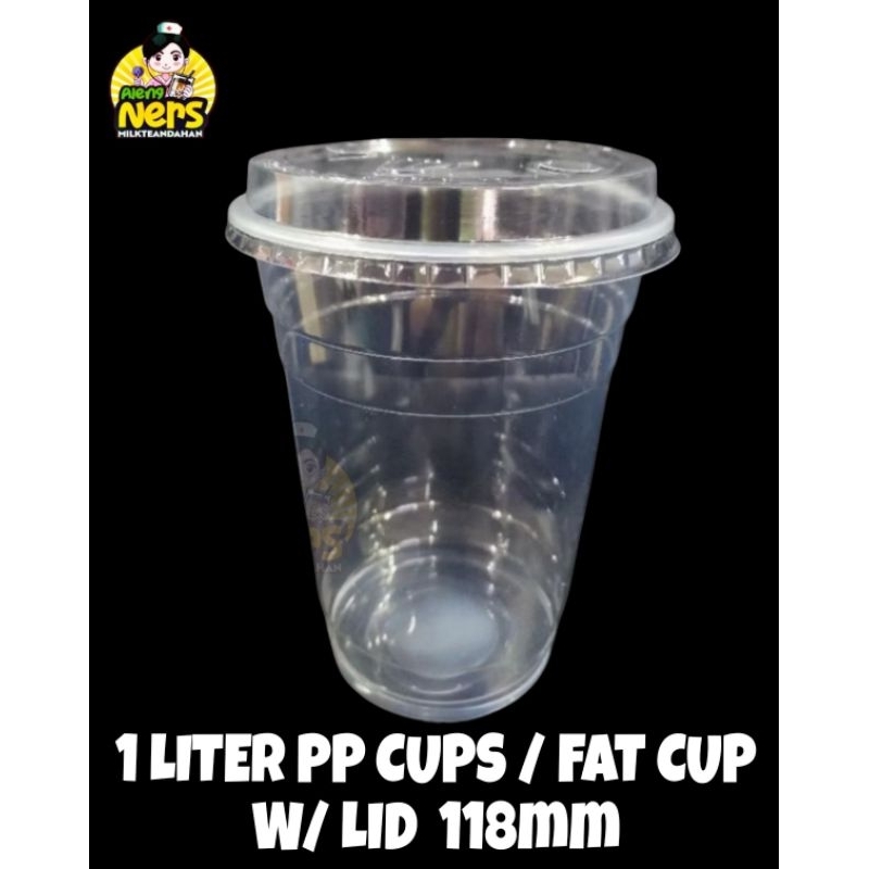 50 pcs 1 Liter Fat Pp Cup with flat lid (118mm) | Shopee Philippines