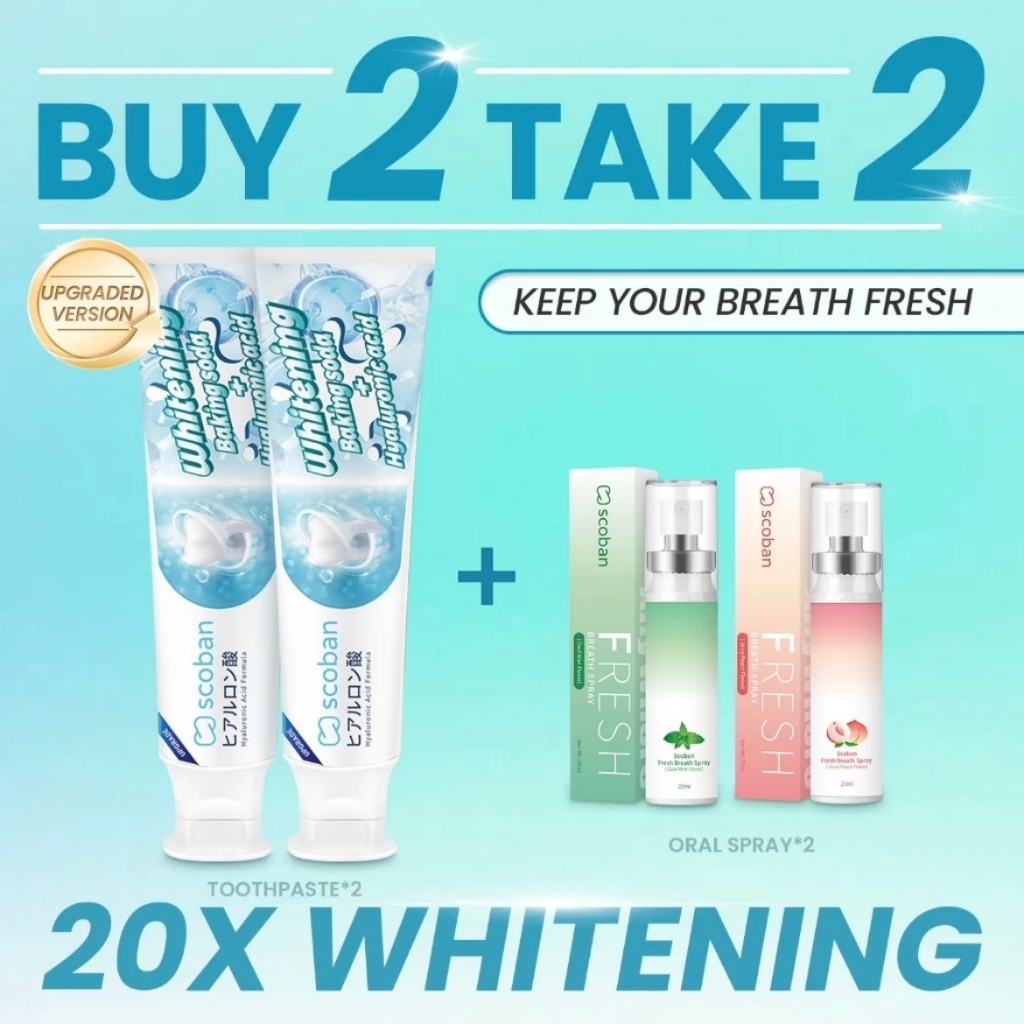 SCOBAN JAPAN Whitening Toothpaste 200g & Mouth Spray [UPGRADED VERSION ...