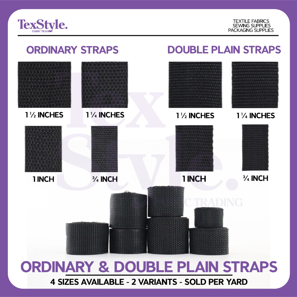 TEXSTYLE (Sold per Yard) Ordinary and Double Plain Bag Strap Webbing ...
