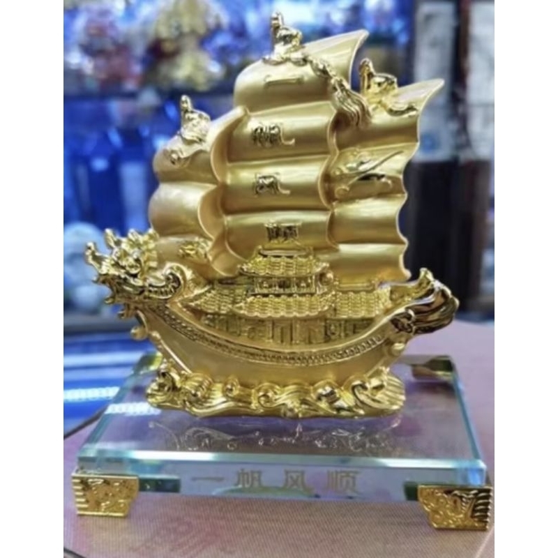 Gold Dragon Boat Ship crsytal stand fengshui display | Shopee Philippines