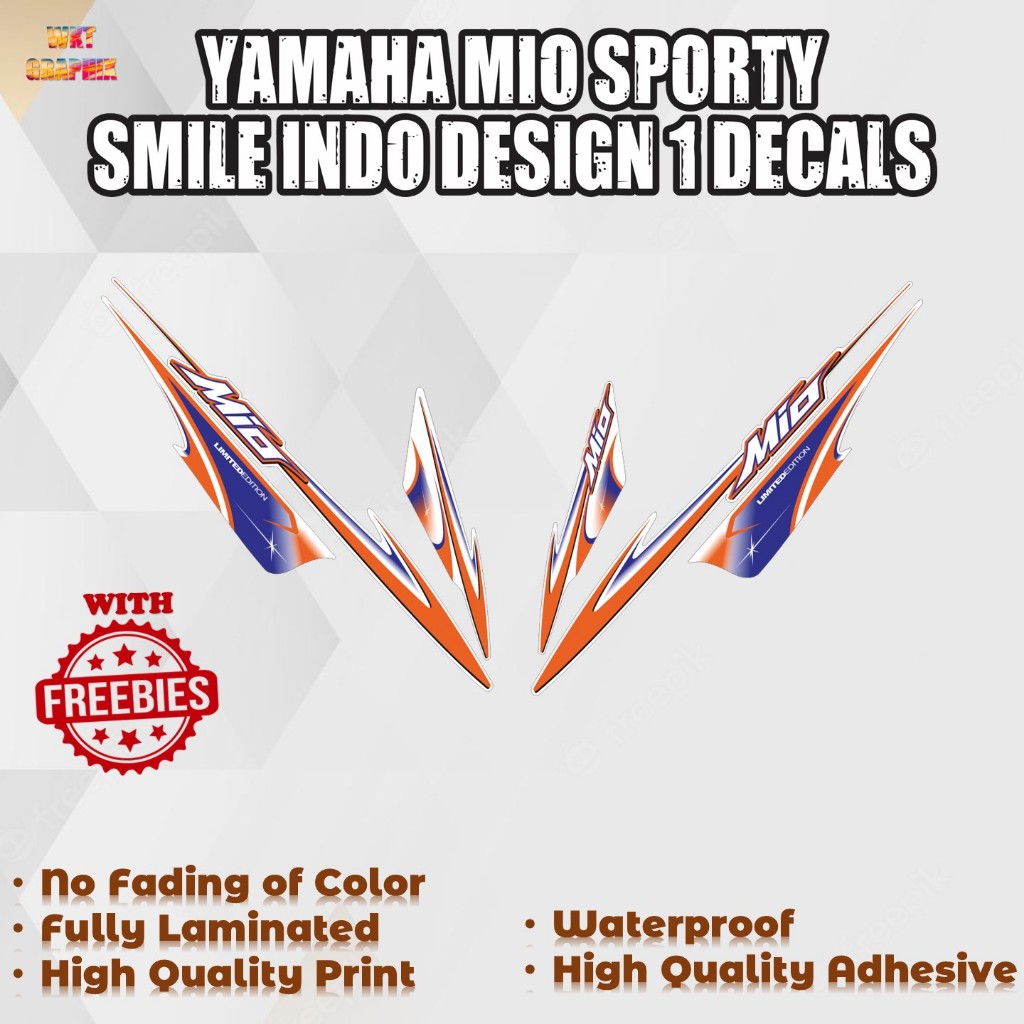 YAMAHA MIO SPORTY SMILE INDO DESIGN 1 DECALS (WATERPROOF, LAMINATED ...