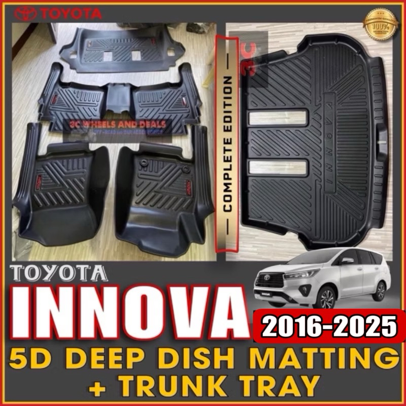 TOYOTA INNOVA 2016-2025 5D DEEP DISH MATTING and 5D TRUNK TRAY ...
