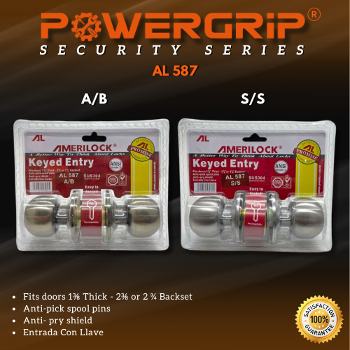 AL-587 AMERILOCK STAINLESS DOOR KNOB LOCK SET 3 KEY S/S A/B | Shopee ...
