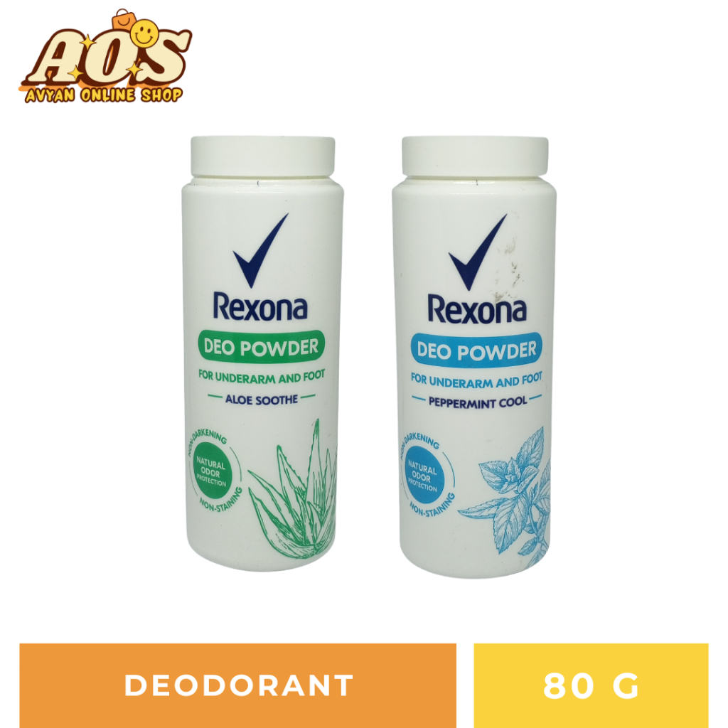 Rexona Underarm and Foot Deodorant Powder Aloe Soothe, Peppermint Cool ...