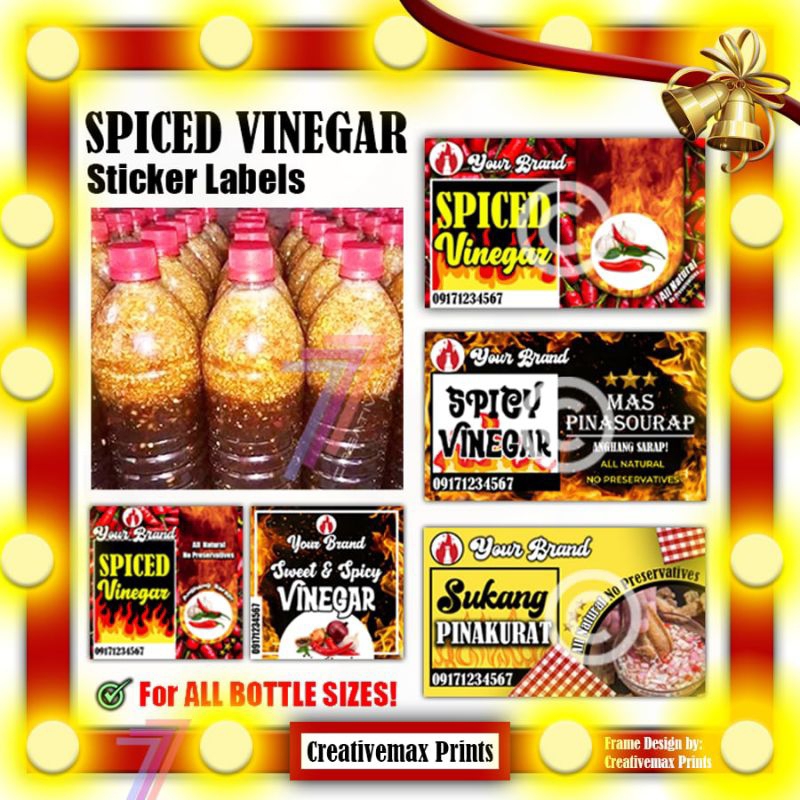 SPICED VINEGAR Sticker Label w/ Logo (READY-TO-USE | Customizable ...