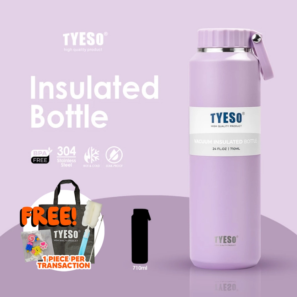 Tyeso 710ml Vacuum Insulated Tumbler with Handle Stainless Steel Water Bottle for Hot and Cold ...