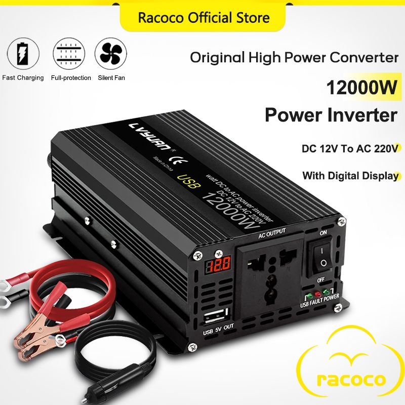12000W Car Power Inverter Solar Converter DC 12V to AC 220V Car Power ...
