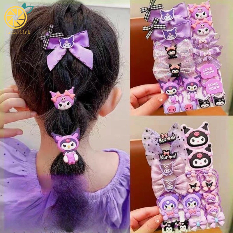 Kawaii Sanrio Hair Ties Kuromi Hair Ring Ornaments Hair Rope Set 14Pcs ...