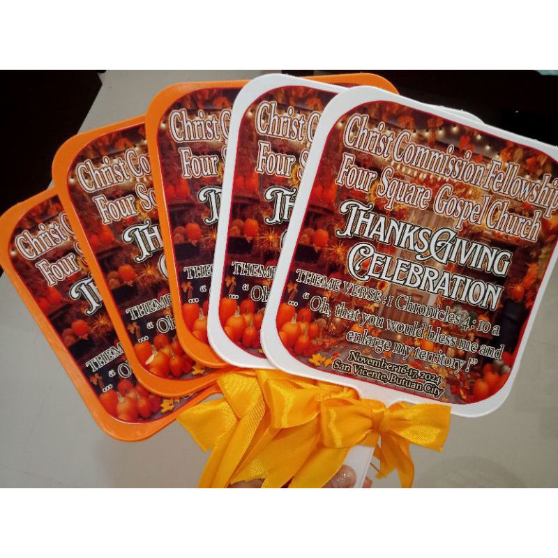 Plastic Fan w/ Customized Sticker Print w/ ribbon | Shopee Philippines