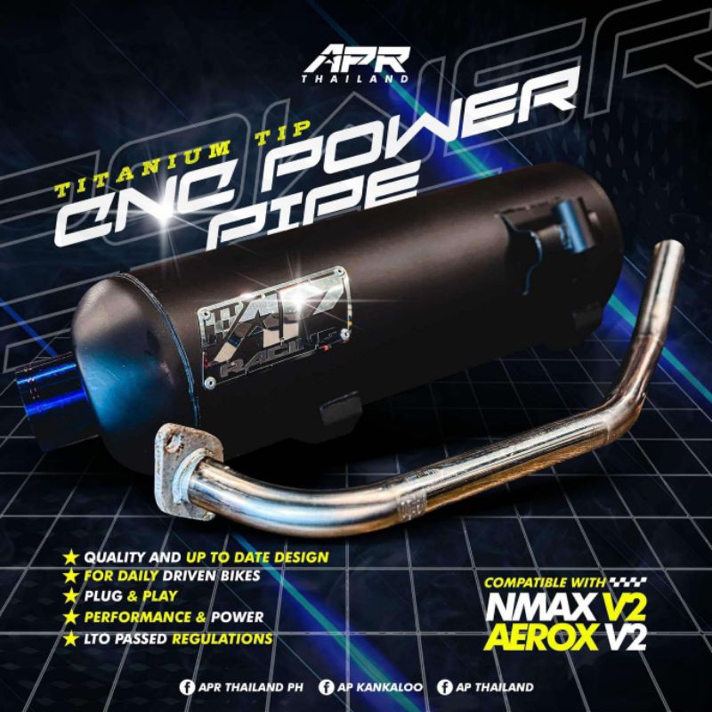 APR CNC Powerpipe Titanium Tip nmaxv1- v2/Aerox v2/pcx160/mio m3/gravis ...