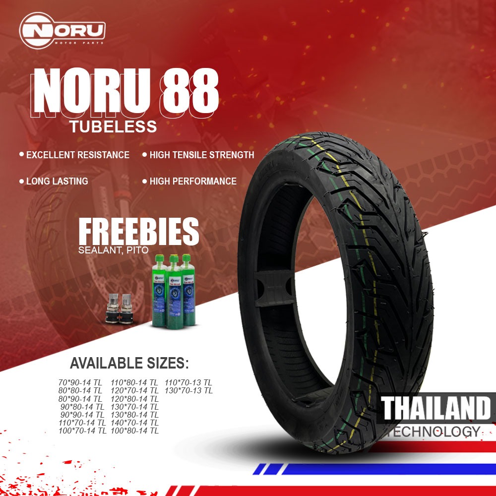 MOTOLAB NORU TIRE 88 Motorcycle TUBELESS TIRE FOR NMAX AEROX PCX CLICK ...