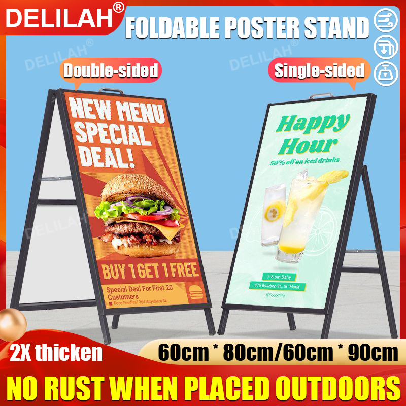 LUCKMALL Foldable banner stand Single and Double sided Poster Stand ...
