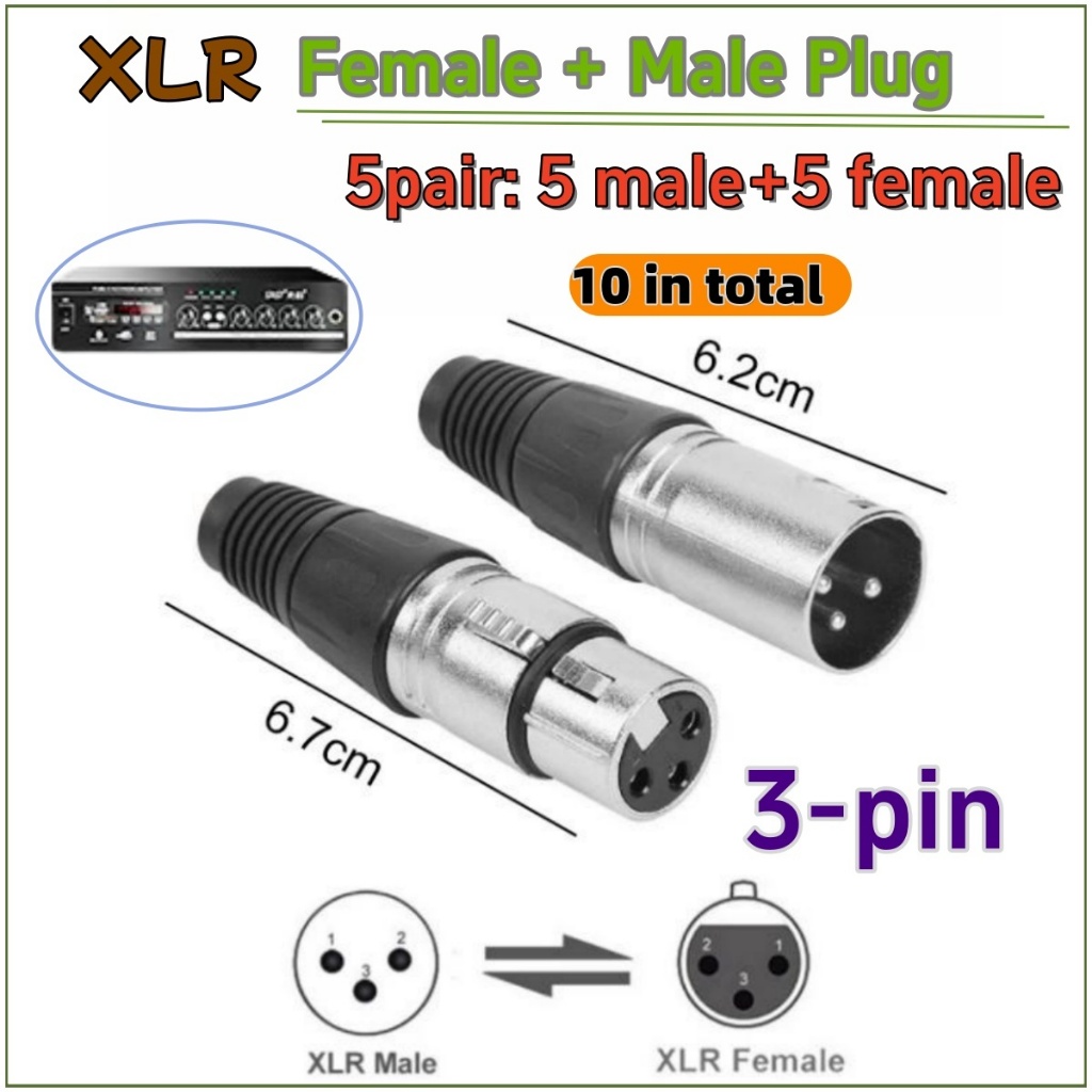 5 Pairs Xlr Connector/Male Female Xlr/Male To Female Xlr Cable/Female ...