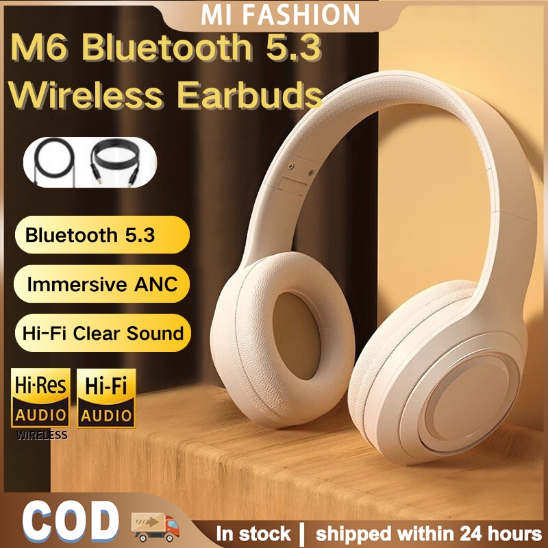 M6 Wireless Bluetooth Headset Foldable Over Ear Headphones with Noise ...