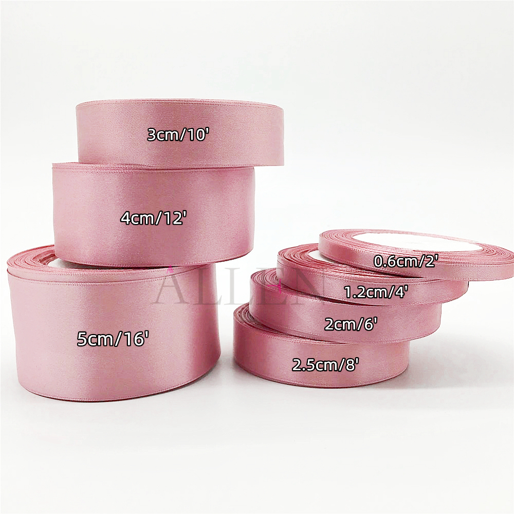 Bean Paste Pink Satin Ribbon,Multple-size x Continuous 25 Yards,for ...