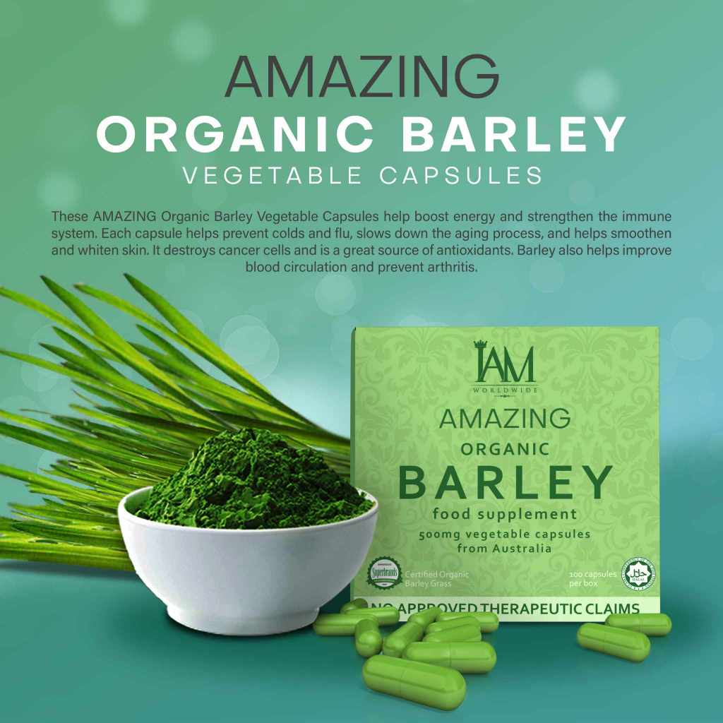 IAM AMAZING PURE ORGANIC BARLEY CAPSULE 100 TABLET PER BOX | Shopee ...
