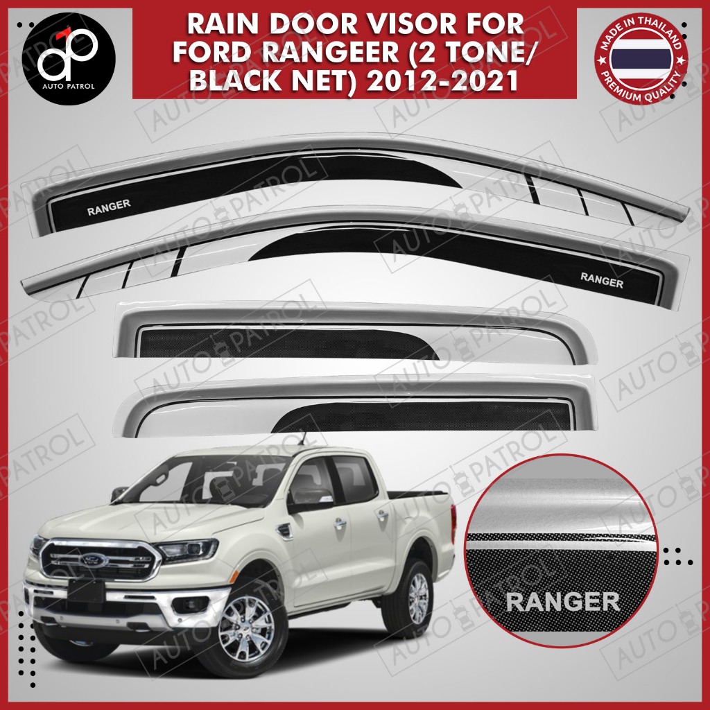 FORD RANGER 2012-2021 Black Type Rain Guard Visor (RAIN VISOR)(2 TONE ...