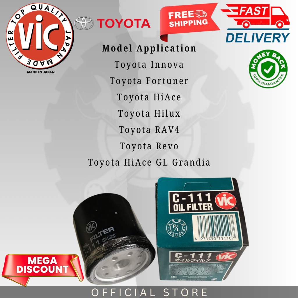 Oil Filter Vic C-111 Toyota/Fortuner/Innova/HiAce/Hilux/Rav4/Revo ...