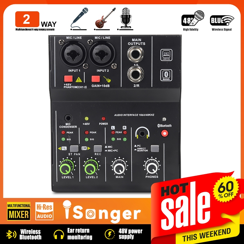 Audio Mixer 2/4/6-Channel USB DJ Sound Controller Interface For PC Game ...