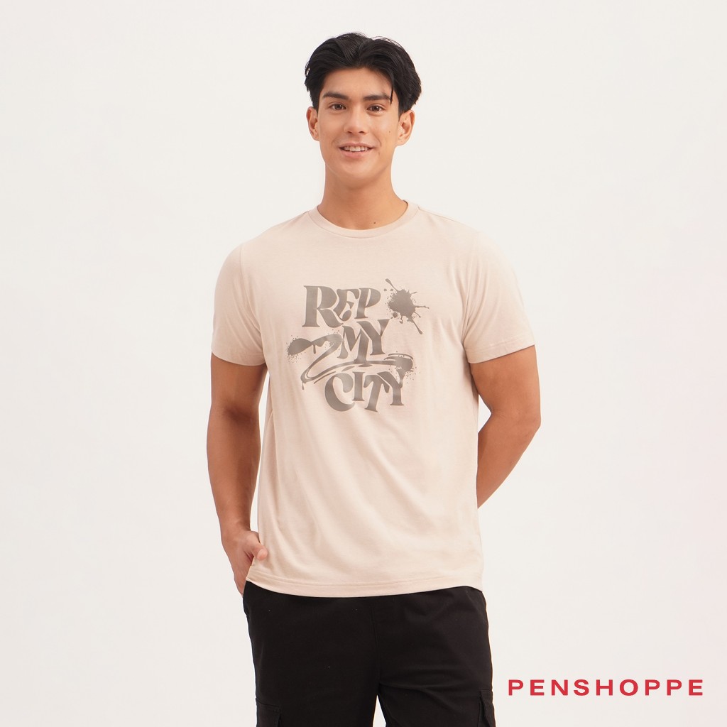 Penshoppe Rep My City Regular Fit Graphic T-Shirt For Men (Evening Sand ...