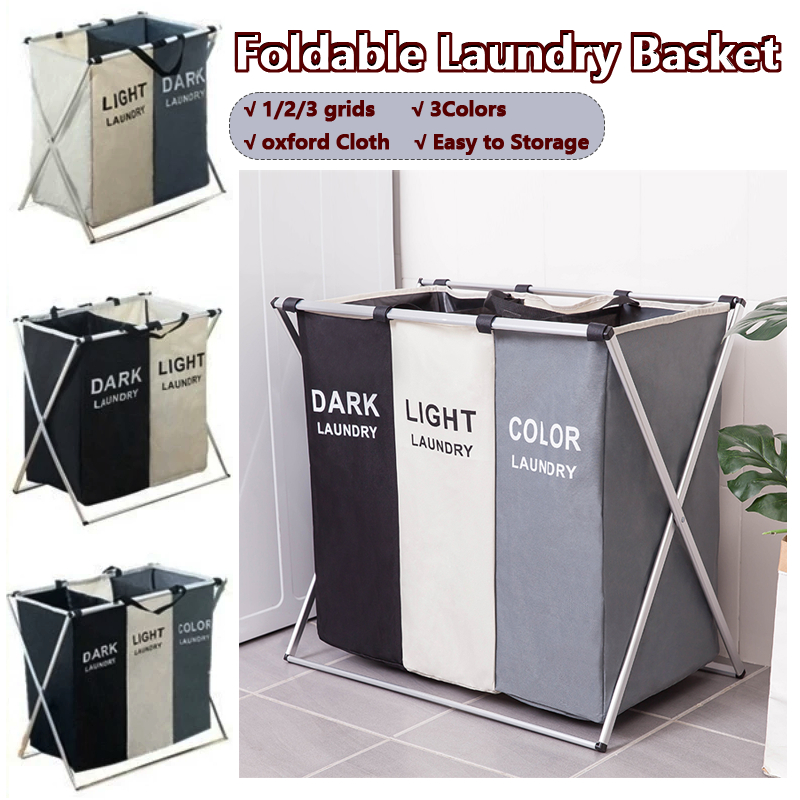 2/3/4 cells Foldable Dirty Laundry Basket Home Laundry Organizer Hamper ...