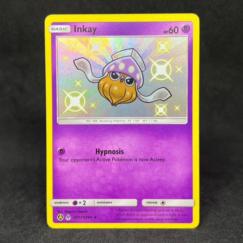 Pokemon TCG Inkay Baby Shiny Rare SV17/SV94 2019 Hidden Fates Trading ...
