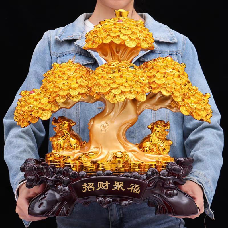 LARGE Money Tree with Piyao Figurine Big Money Tree Piyao money catcher ...