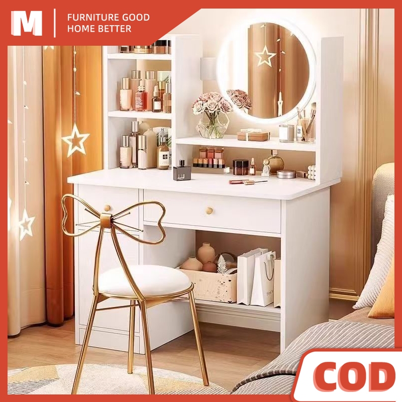 Dressing Table With LED Mirror Home Make Up Desk With Large Storage ...