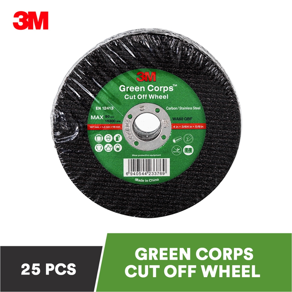 3M Green Corps Cut Off Wheel 4" - 25pcs | Shopee Philippines