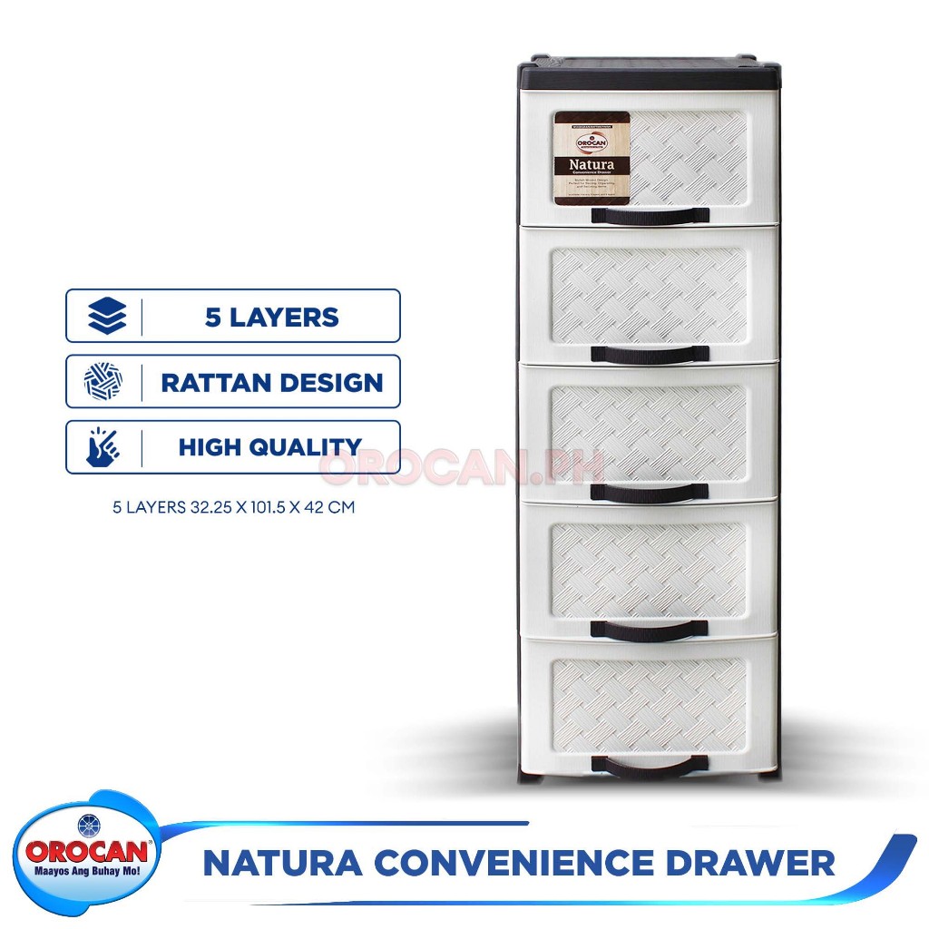 Orocan Natura Drawer 5 Layers Available in Beige & Brown Rattan Elegant ...