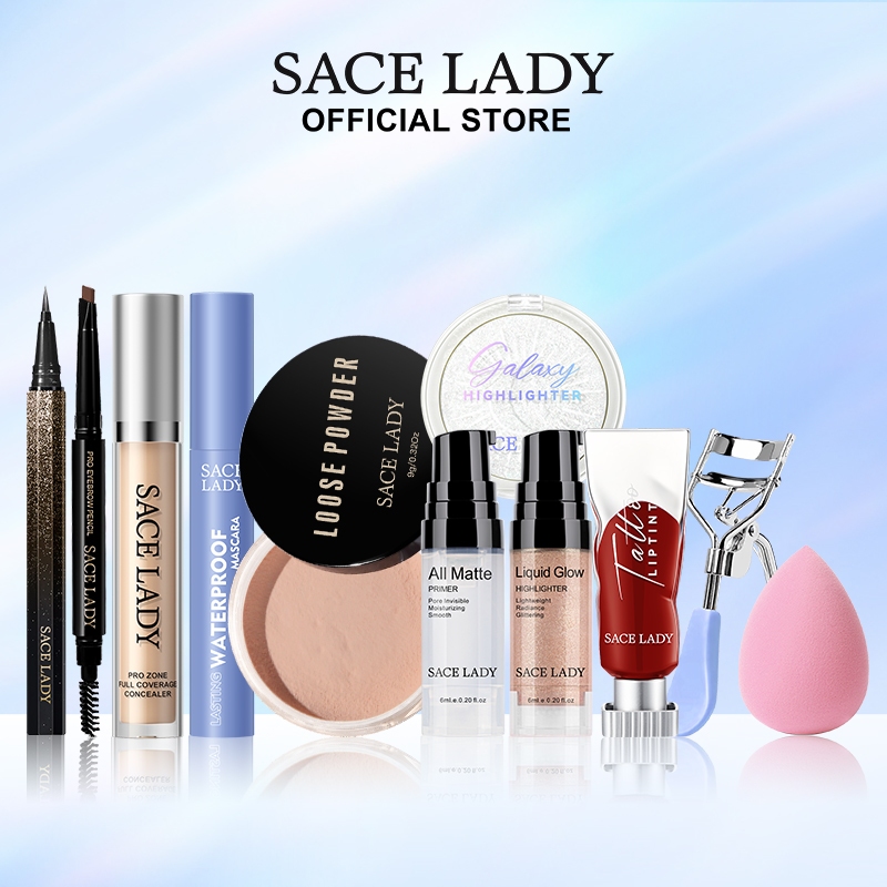 SACE LADY Face Set Liquid Concealer Matte Primer Blush Highlighter ...