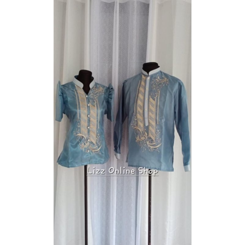 Colored Organza Barong & Filipiniana Blouse Couple Set | Shopee Philippines