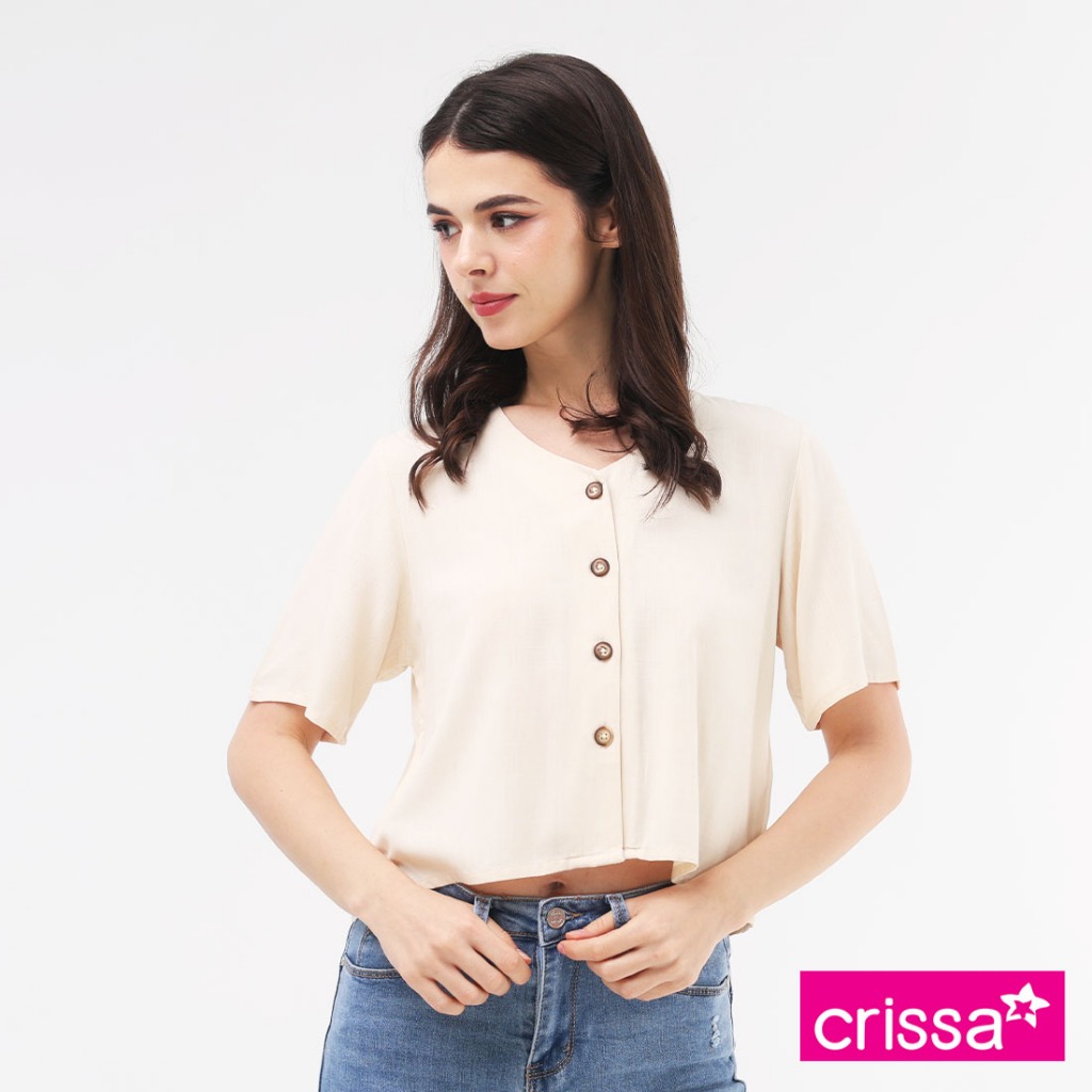 Crissa Soft Linen Woven Short Sleeves Blouse CSTT29-0037 | Shopee ...