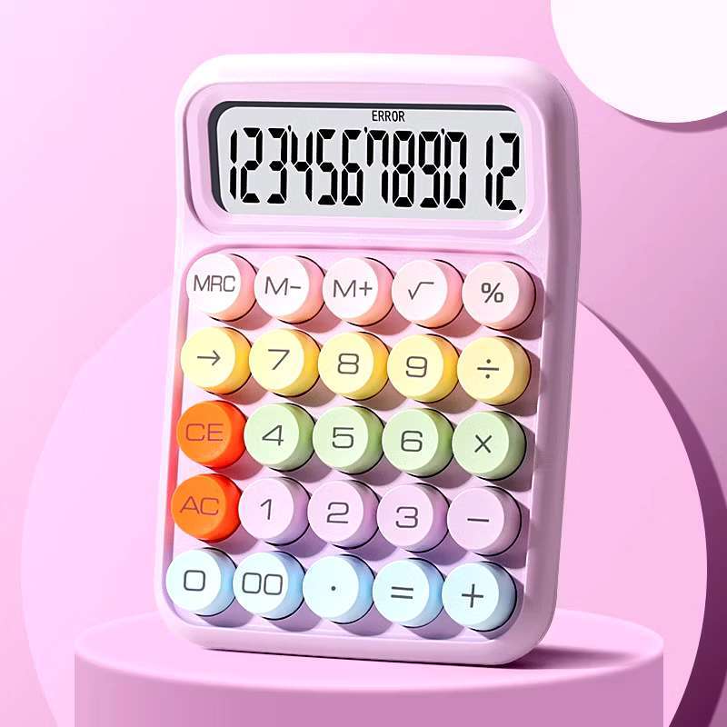 Color calculator 12 digit large display mechanical dot keyboard desktop ...