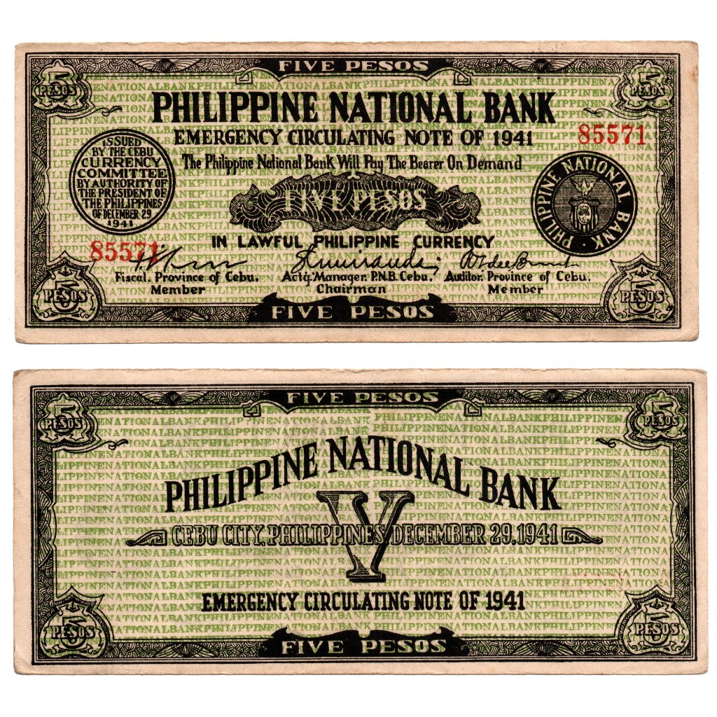 PHILIPPINES, Cebu Emergency Banknote S216 5 Pesos PNB Rare Condition ...