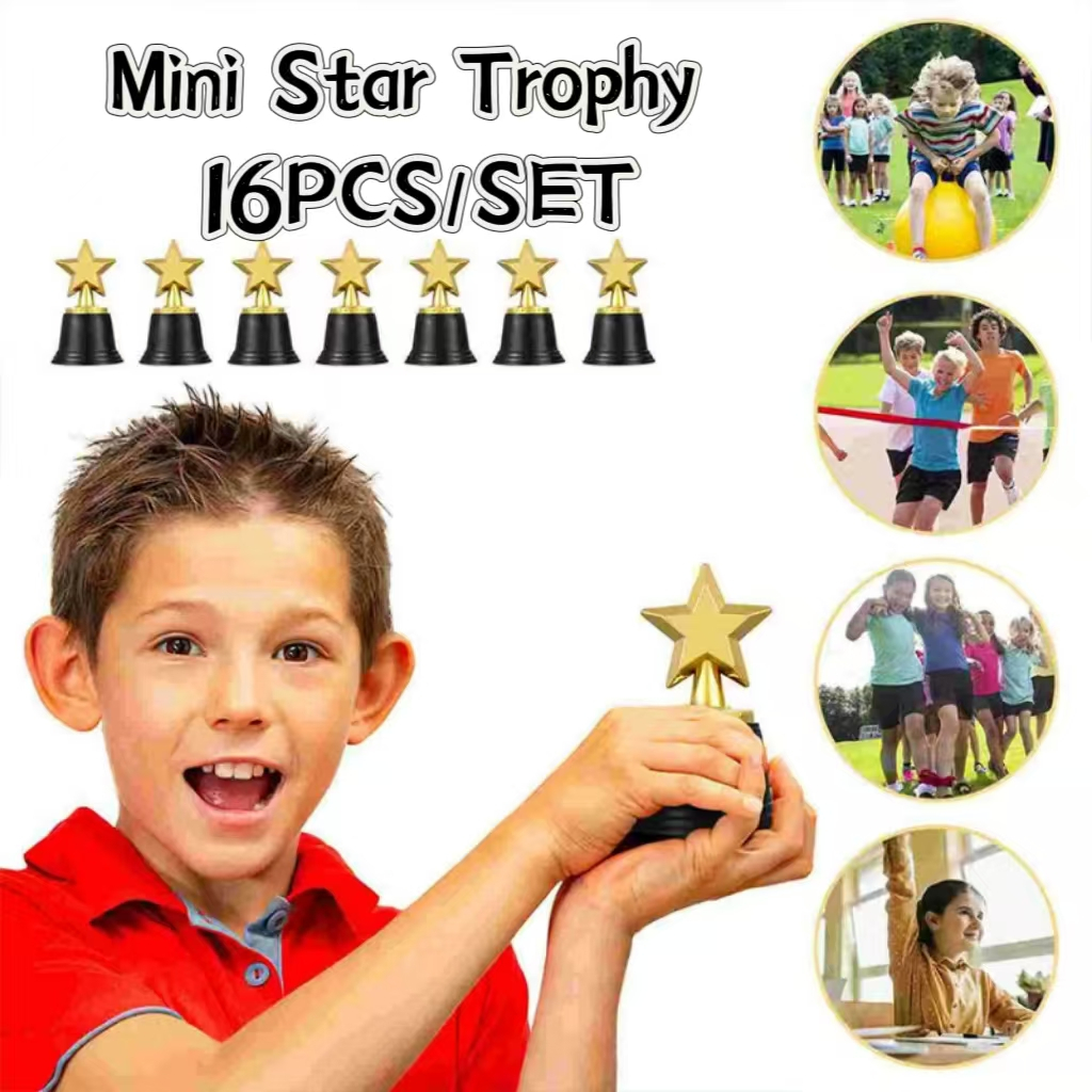 16 Pcs Mini Star Trophy Awards Kid-Friendly Golden Trophies Star Trophy ...