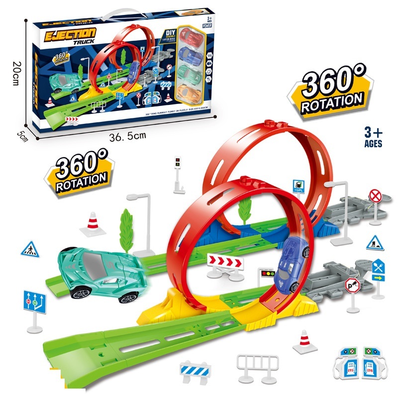 Happy Kids Mini Track Roller Coaster 360 Degree Racing Track Set 3 Mini ...