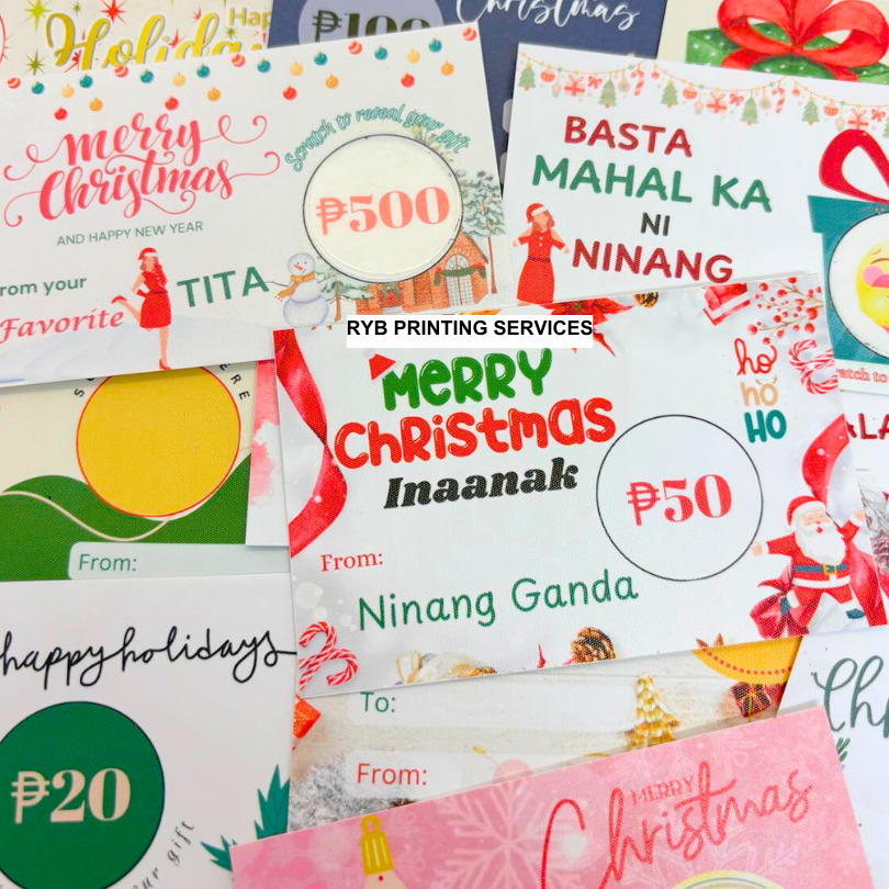 Bundle Christmas Scratch Card. (5 PCS Per Design) Printed in Coated ...