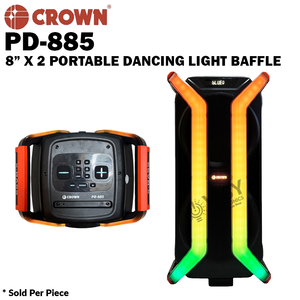 Original Crown PD-885 8" X 2 350 Watts TWS Portable Dancing Light ...
