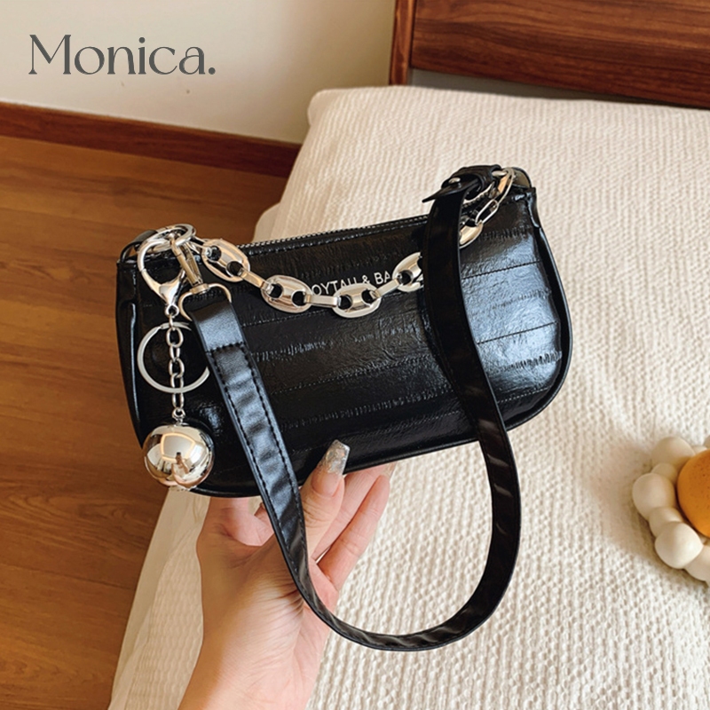 【Monica】Women's Simple Sling Bag Fashion Chain Diagonal Bag Korean ...