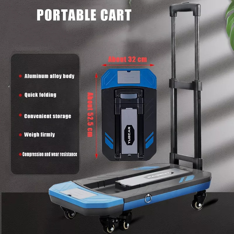 Trolley Portable Hand Truck Platform Capacity 500/1000KG Stell Heavy Duty Push Cart ...