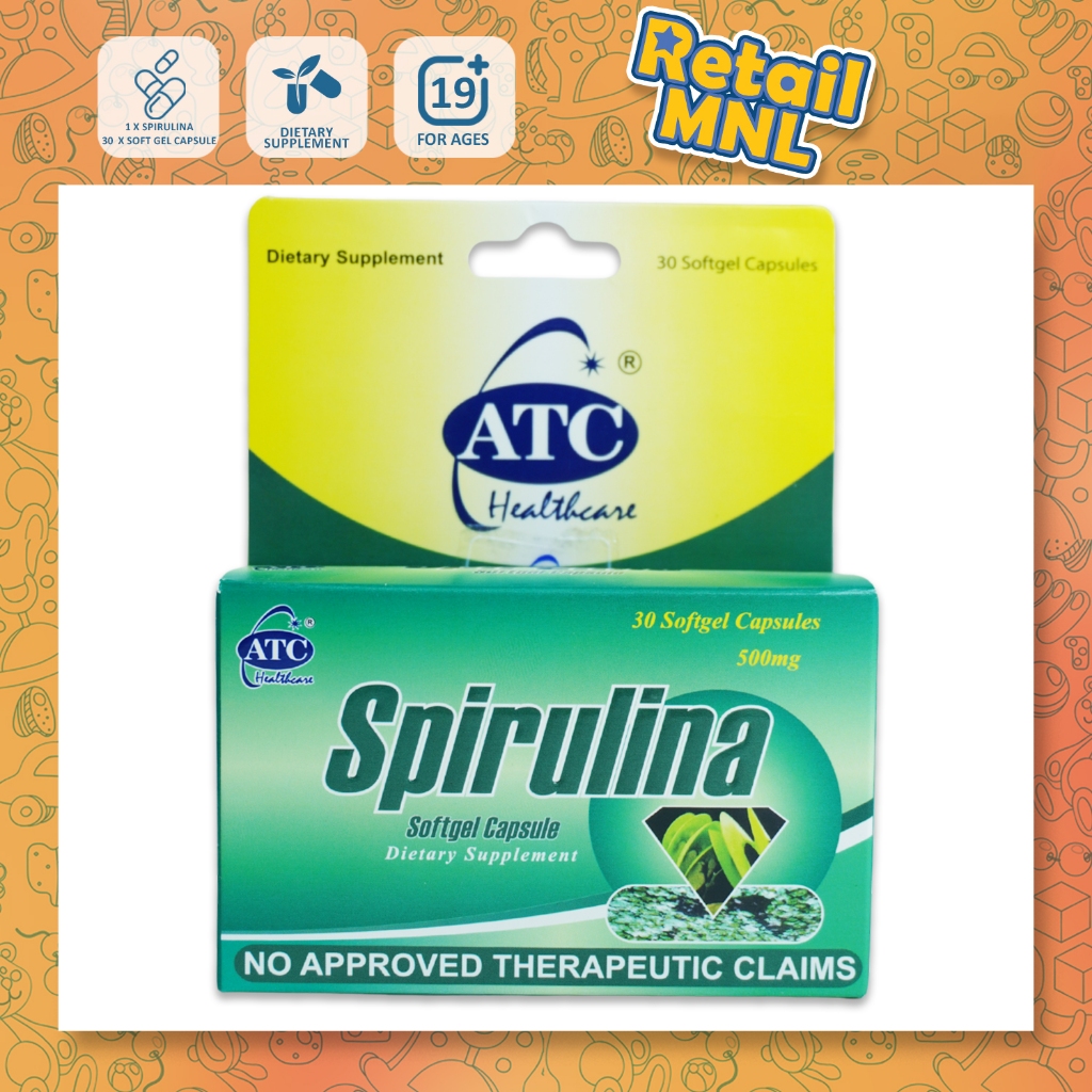Retailmnl ATC Spirulina Soft Gel Capsules - Box of 30 | Natural Energy ...